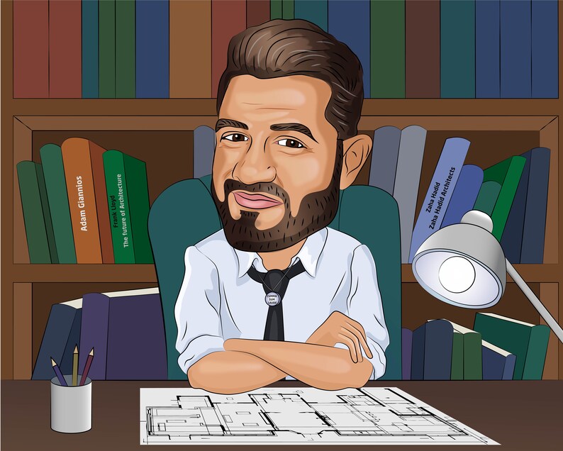 Architect Gift - Custom Caricature Portrait From Your Photo ...