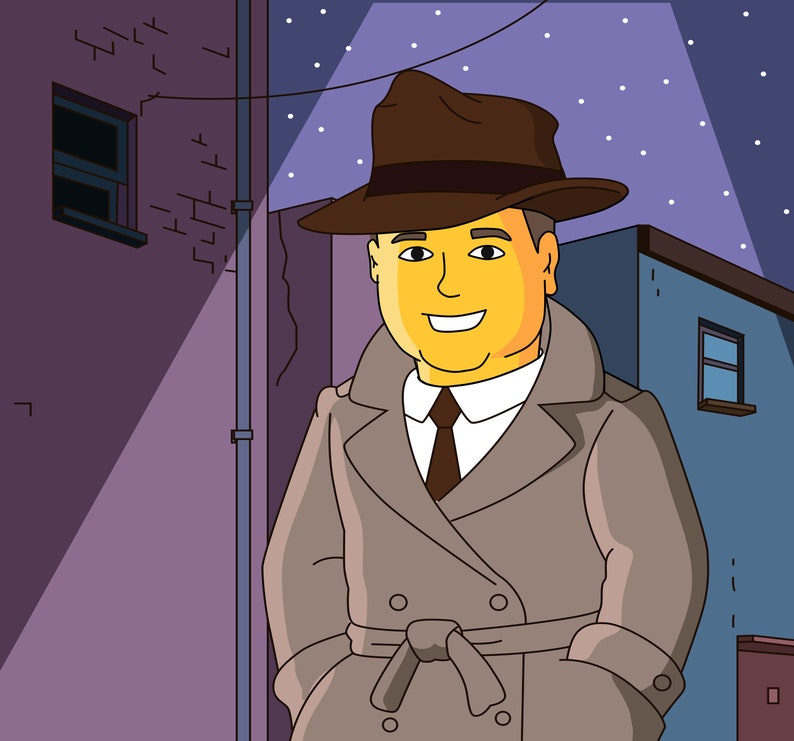 Custom Detective Portrait: Yellow Cartoon Caricature (digital File) - Etsy