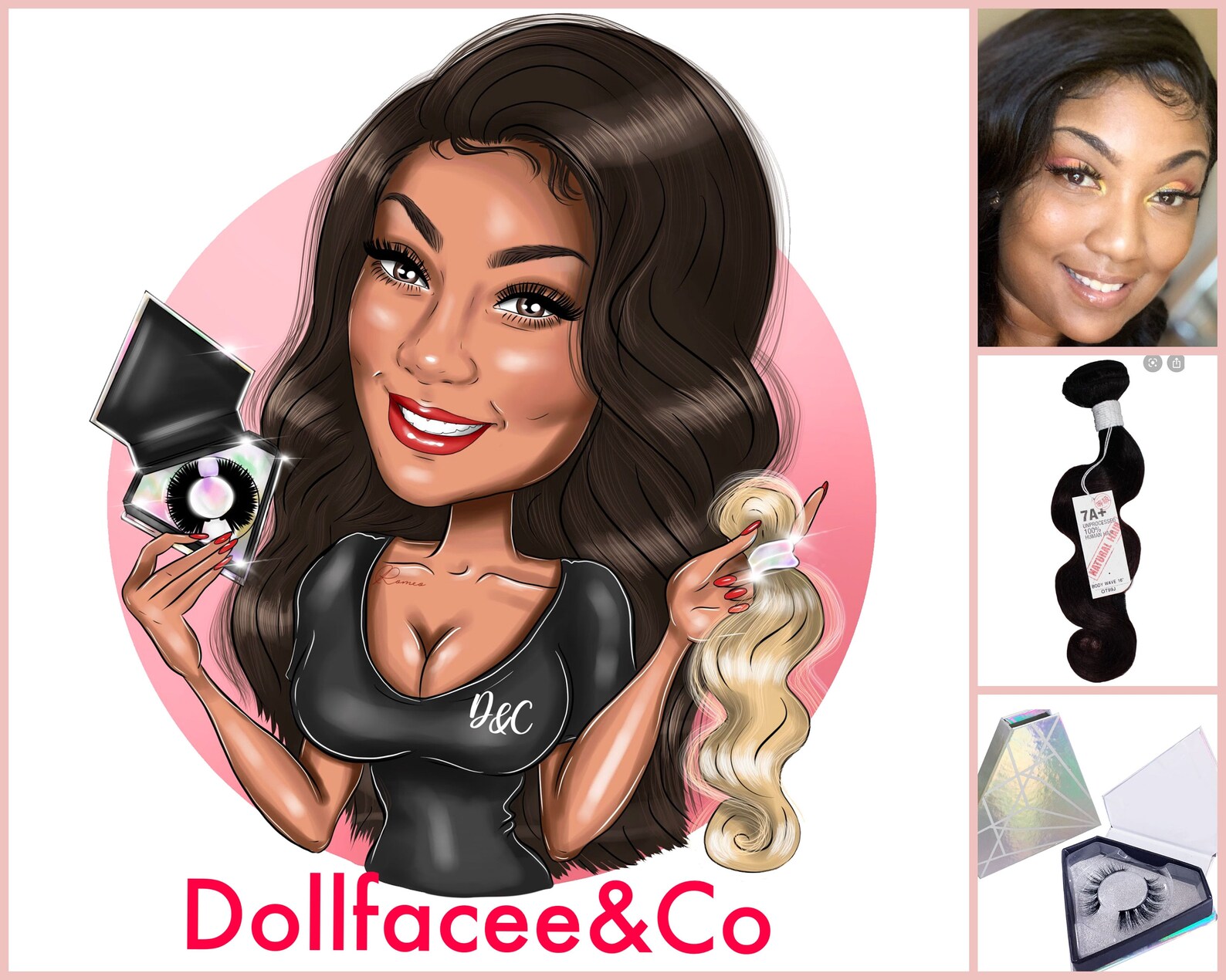 Hair Bundles Logo Design - Custom Cartoon Portrait for Your Business ...