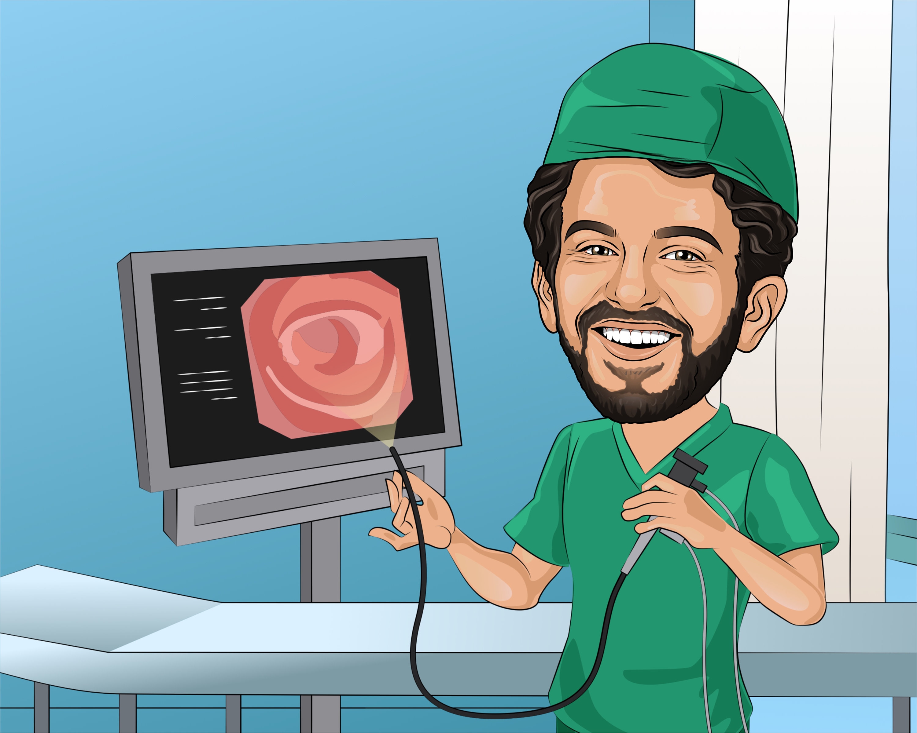Endoscopy Tech Gift - Custom Caricature From Photo, Endo Tech - Etsy