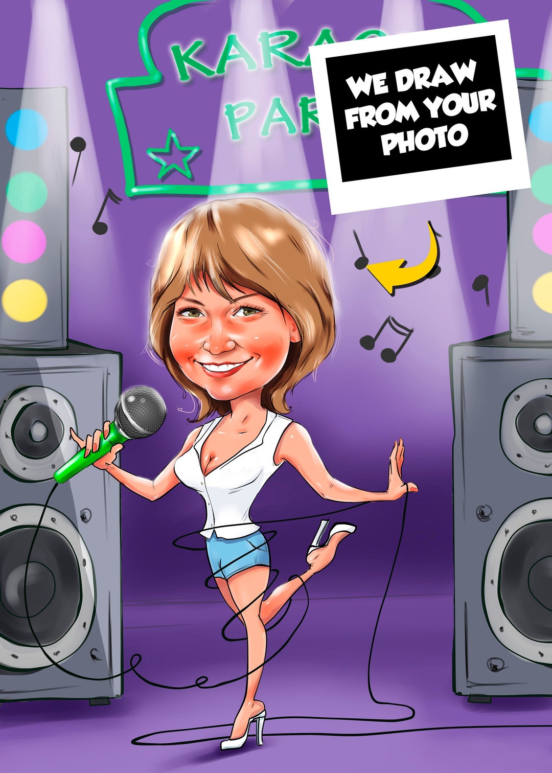 Karaoke Singer Gift - Custom Caricature From Photo, Karaoke Gift - Etsy