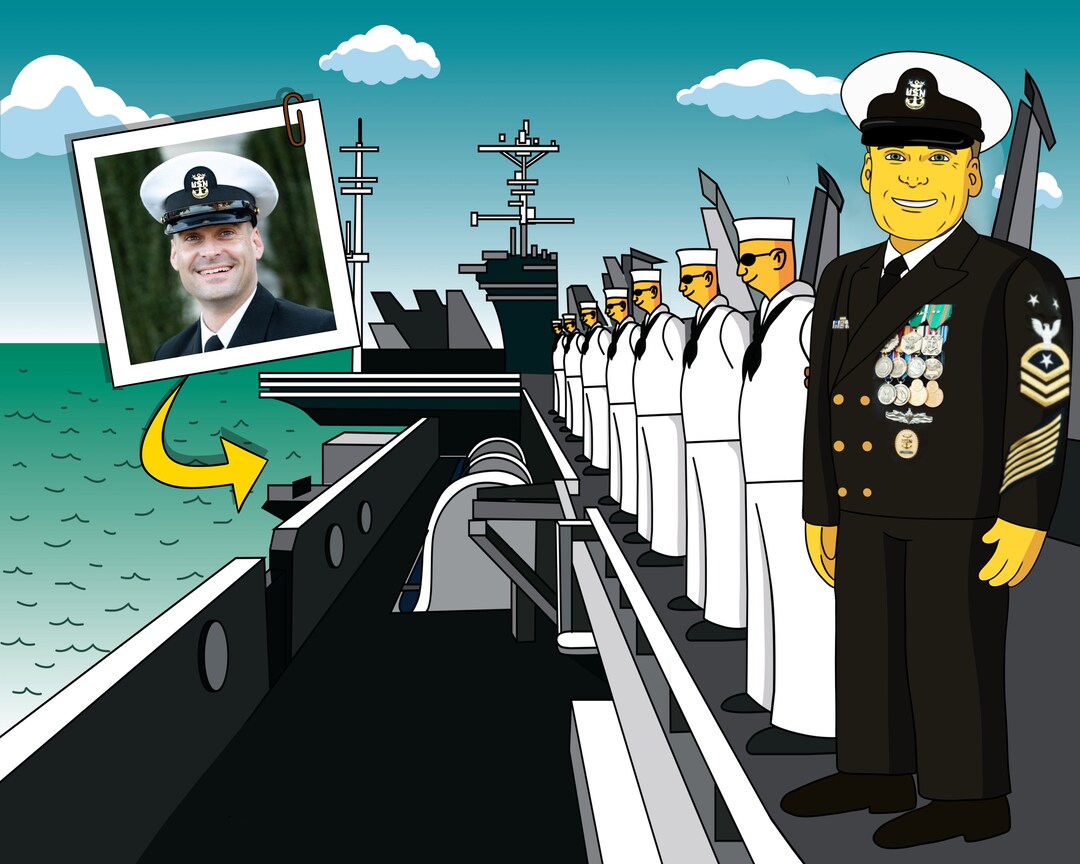 Navy Chief Gift - Custom Portrait From Photo as Yellow Character / Navy ...