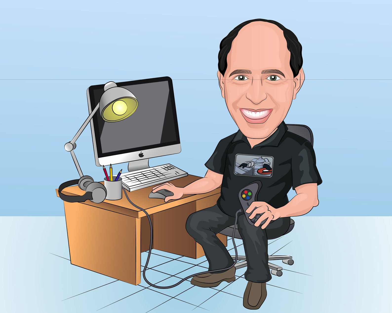 Geeky Dad Gift - Custom Caricature Portrait From Your Photo, Geeky ...