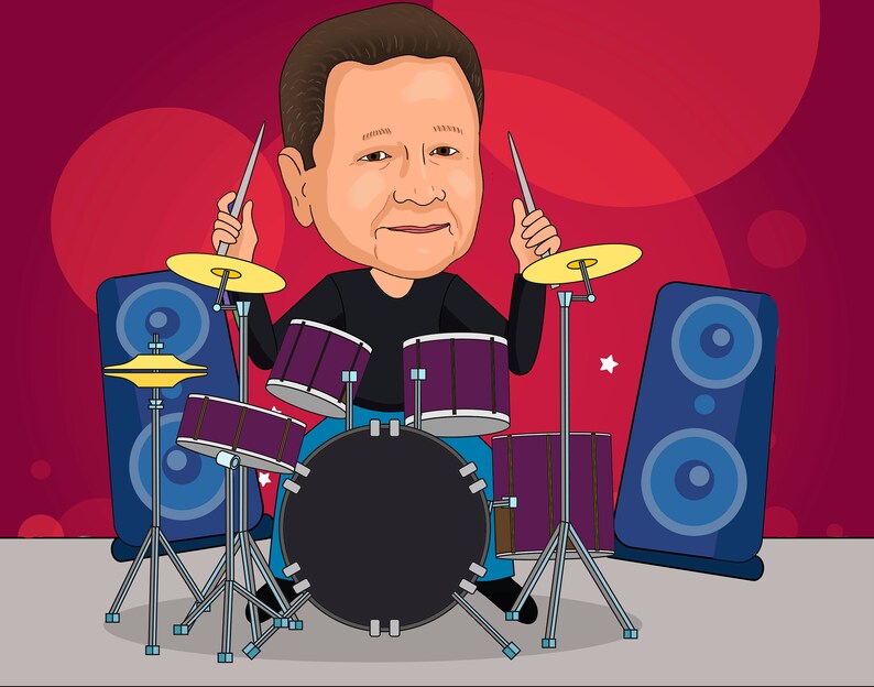 Percussionist Gift - Custom Cartoon Portrait / Percussion Gift - Etsy