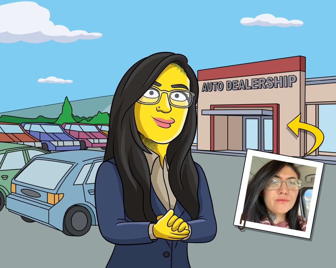 Car Dealer Gift - Custom Cartoon Portrait From Photo / Car Dealership ...