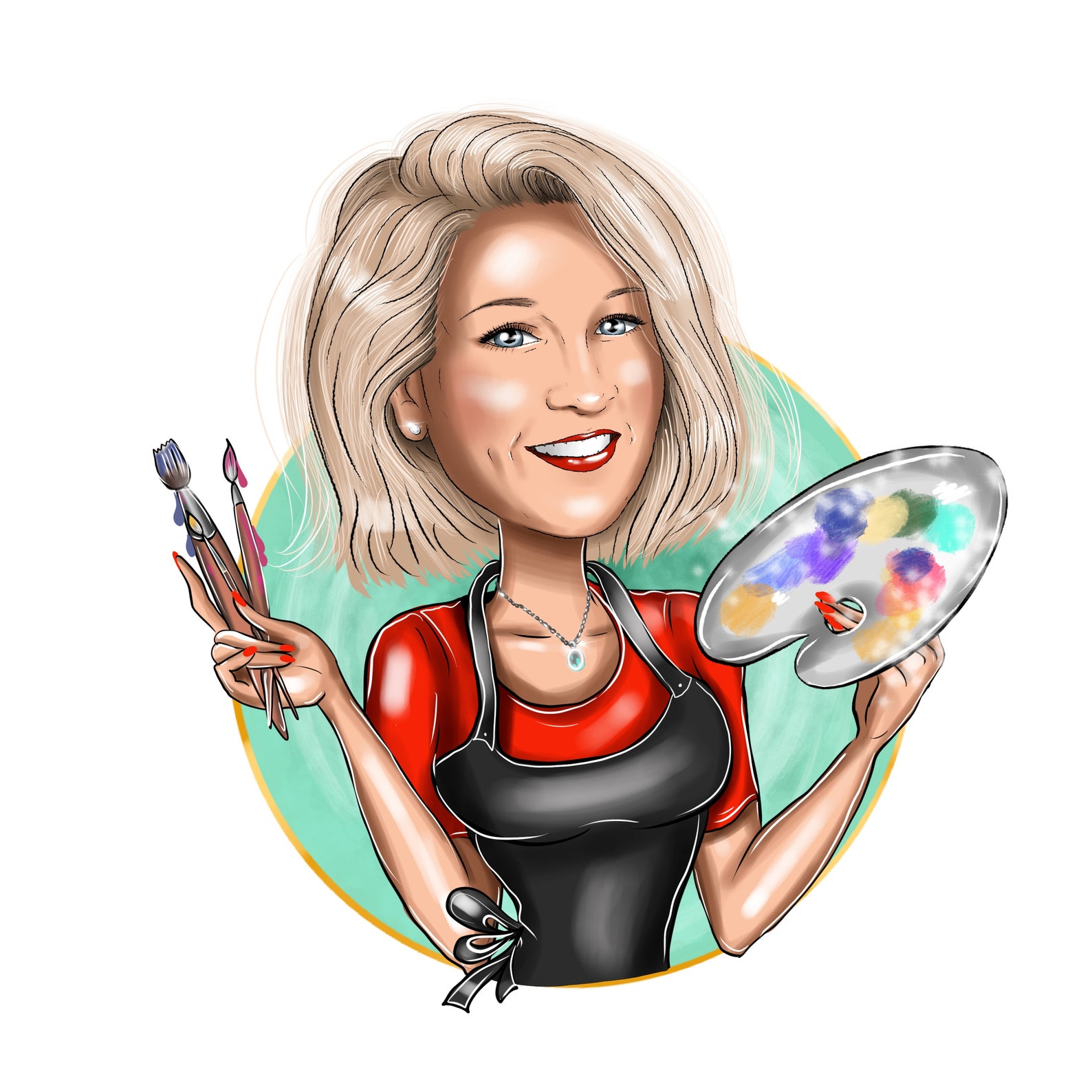 Painter Logo Design custom cartoon portrait for your | Etsy