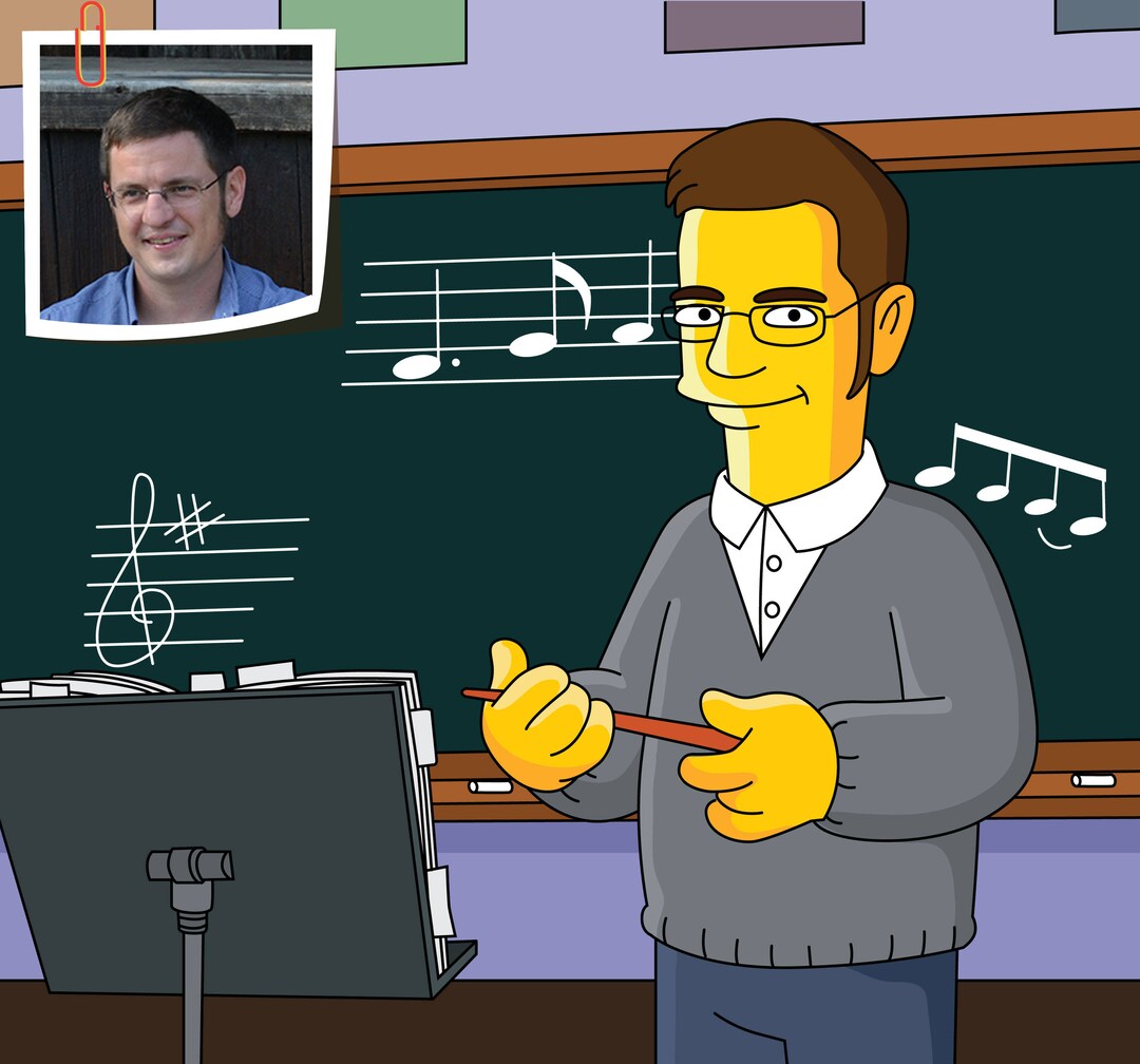 Music Teacher Gift - Custom Portrait From Photo as Yellow Cartoon ...