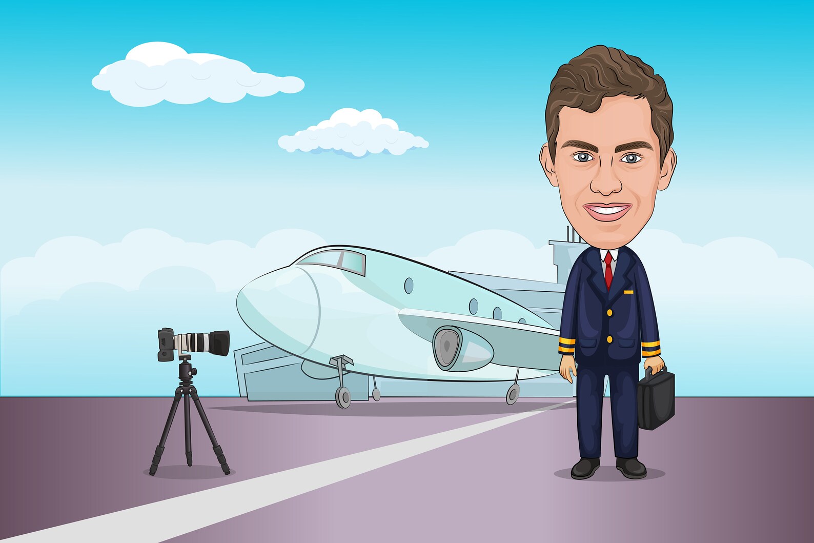 Airline Pilot Gift - Custom Caricature Portrait From Your Photo, Gifts ...