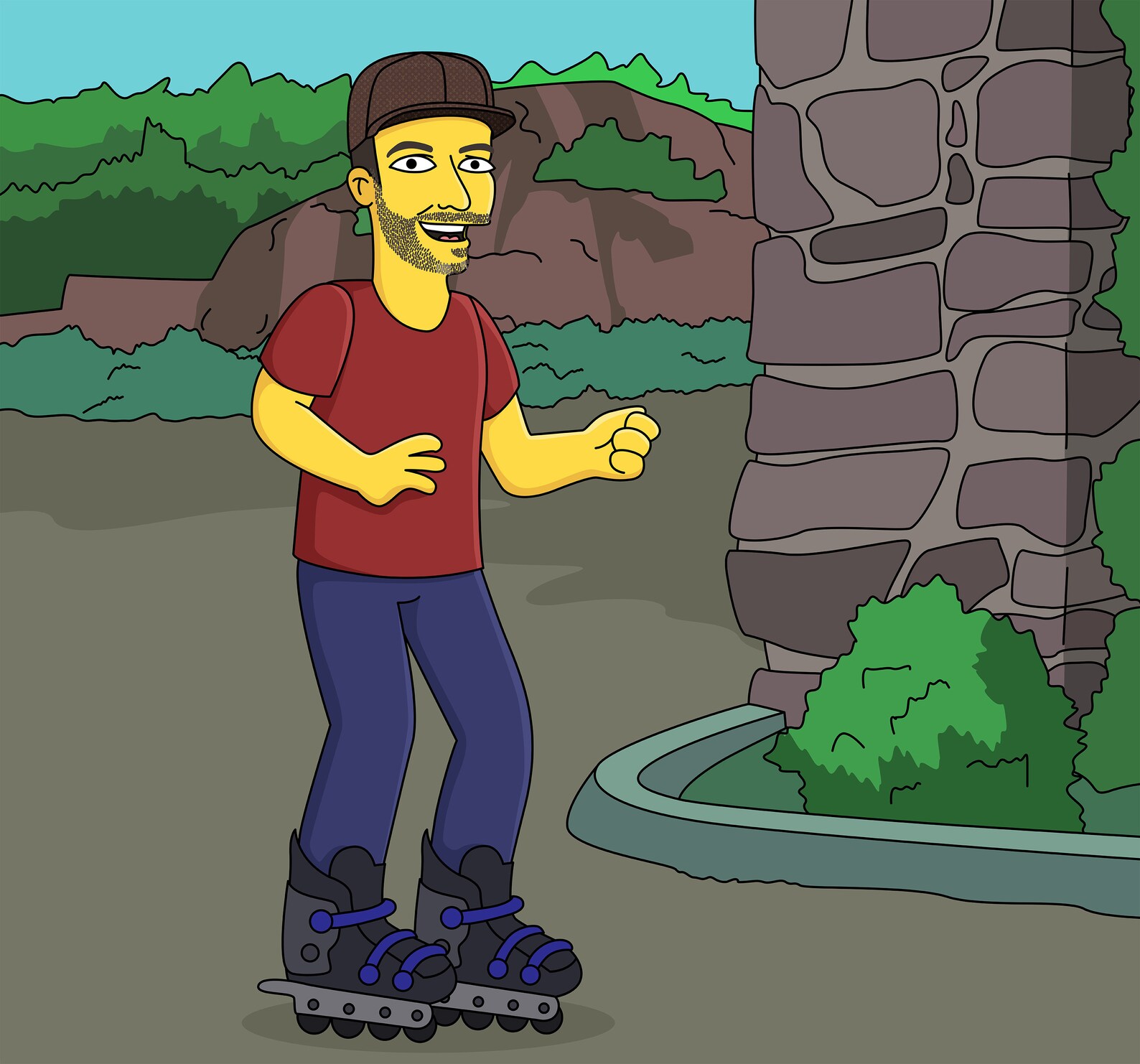 Roller Blader Gift - Custom Portrait From Photo as Yellow Character ...