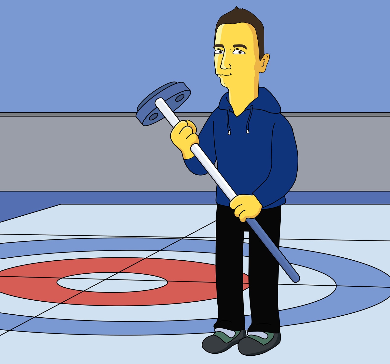 Curling Player Gift - Custom Cartoon Portrait From Photo, Curling Coach ...