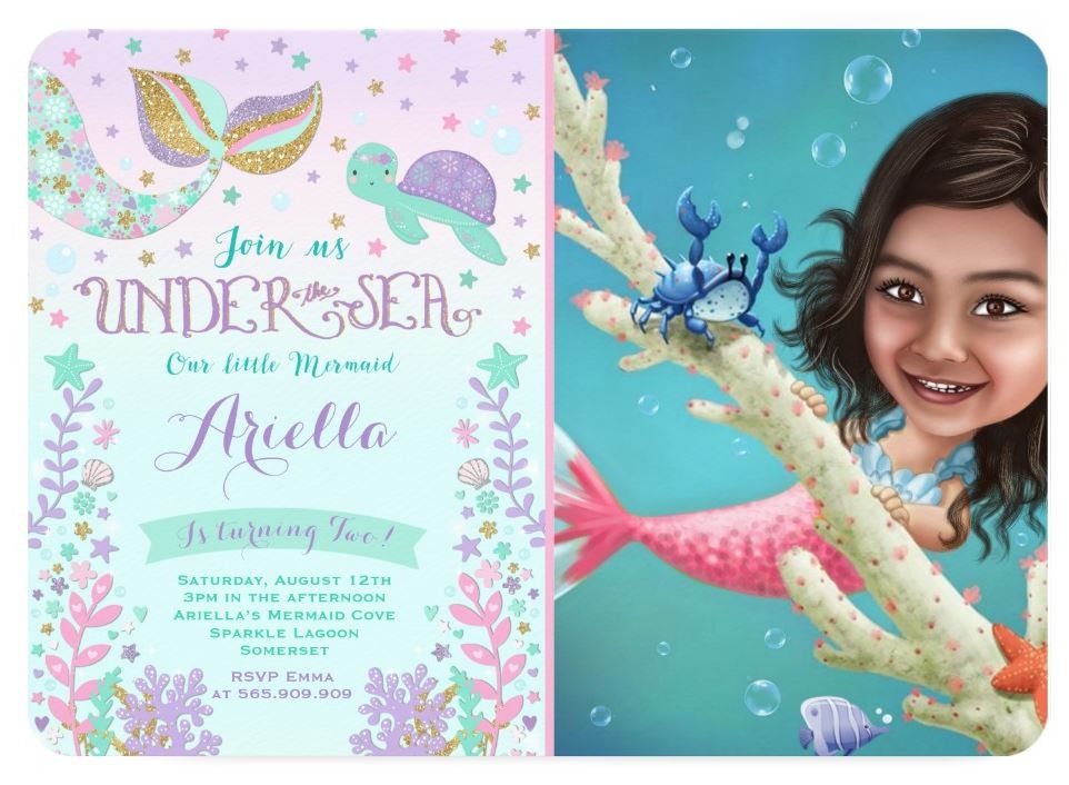 Mermaid Invitation Custom Mermaid Birthday Invitation Card - Etsy