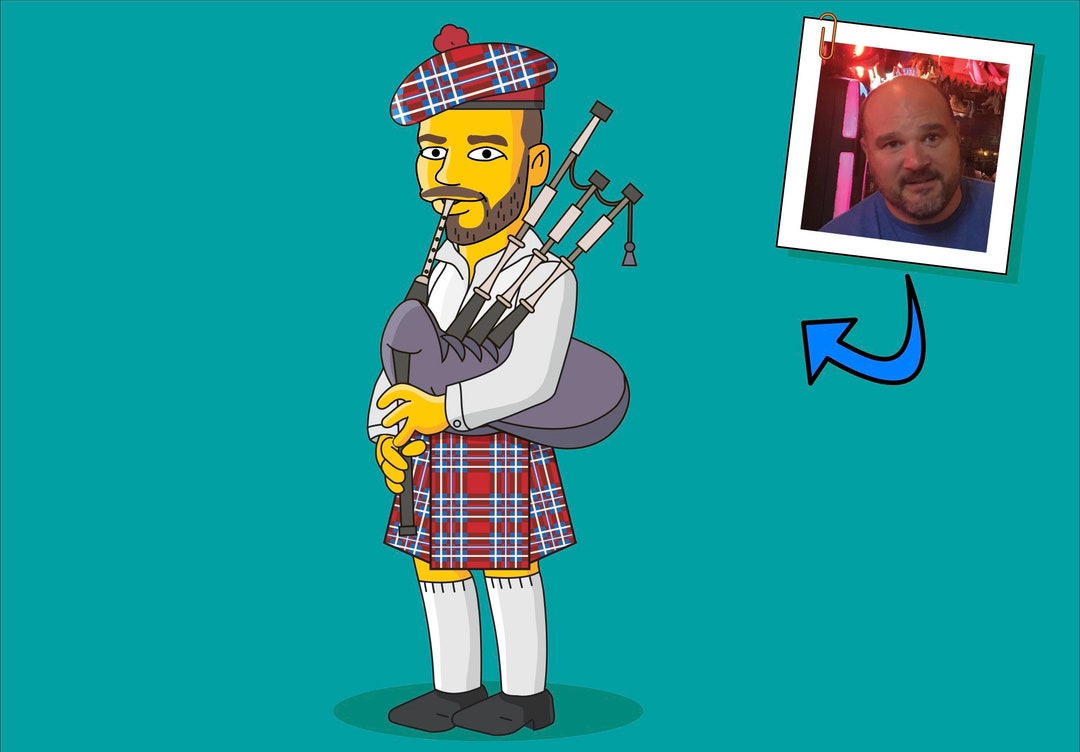 Bagpipes Player Gift - Portrait as Cartoon Character / Bagpiper Gift - Etsy