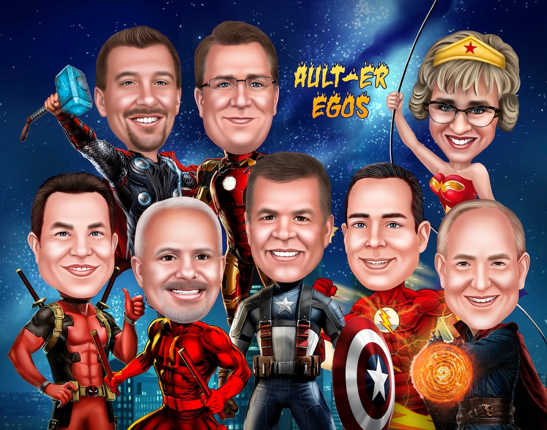 Group Superhero Portrait From Your Photos / Funny Coworkers Superheroes ...