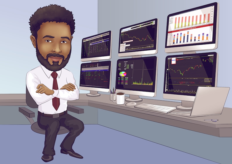 Stock Trader Gift - Custom Caricature From Photo, Day Trader Gift ...