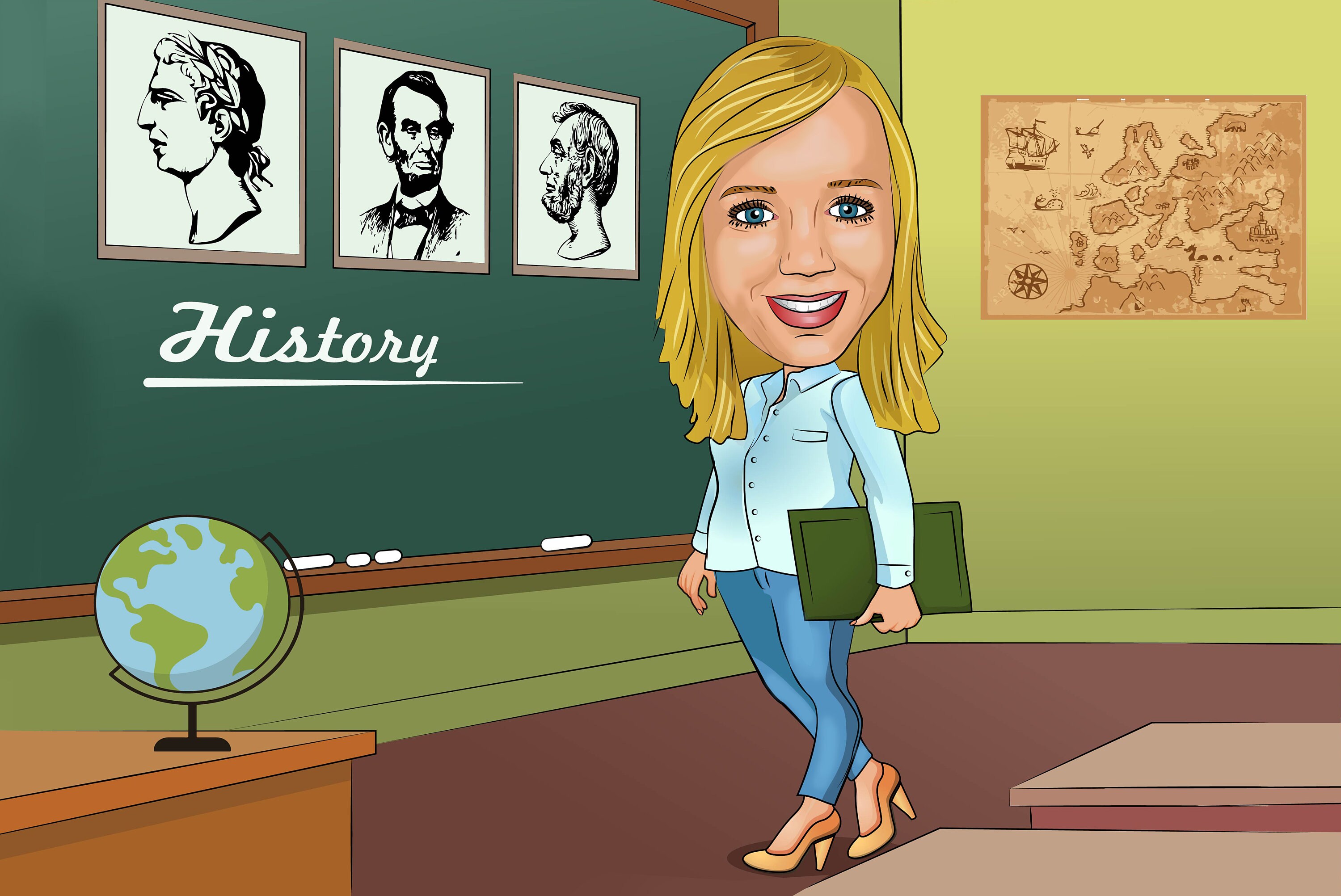 Art & Collectibles Custom Portrait as Cartoon Character history ...