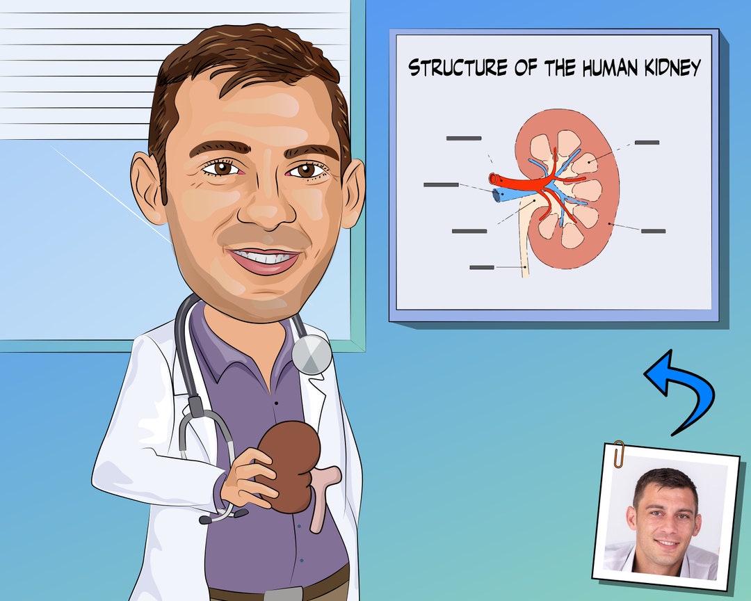 Nephrologist Gift - Custom Caricature Portrait From Your Photo ...