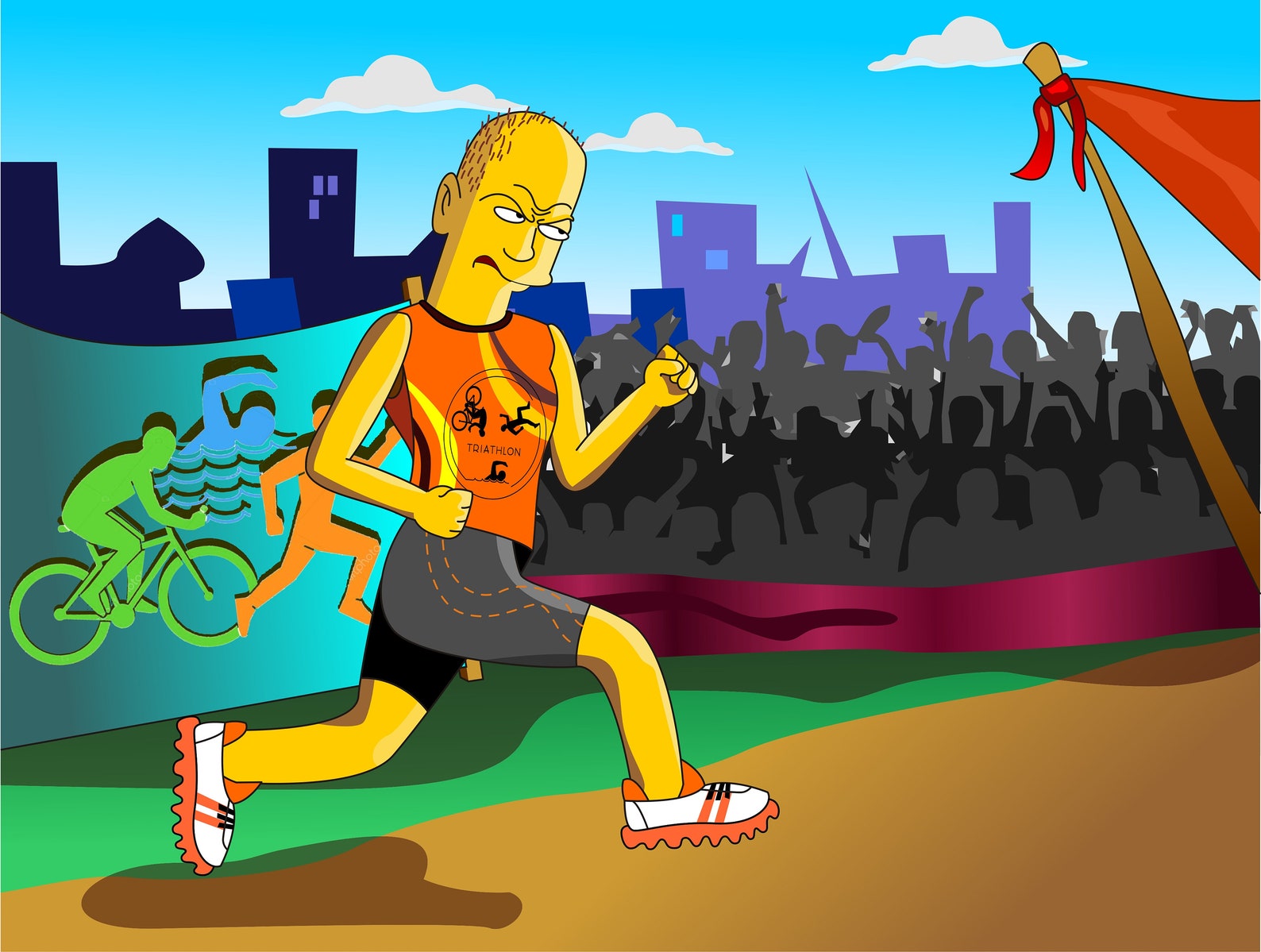 Triathlete Gift - Custom Portrait as Cartoon Character / Triathlon ...