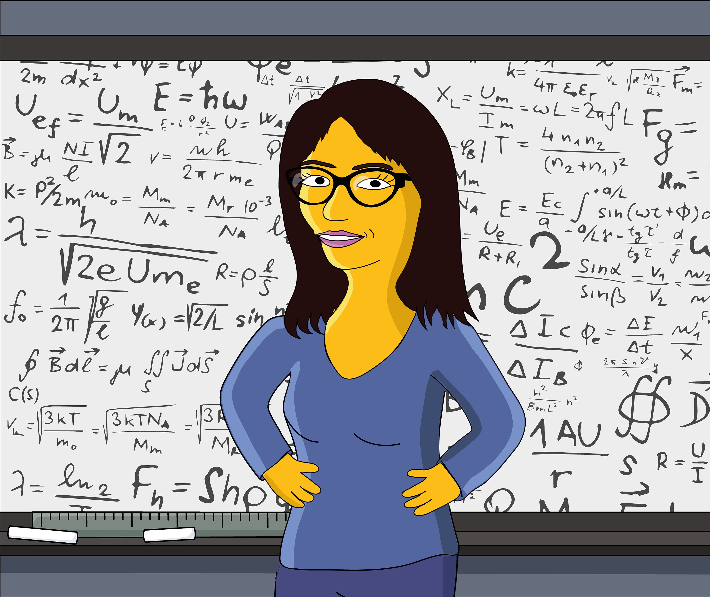 Cartoon Girl Math Teacher