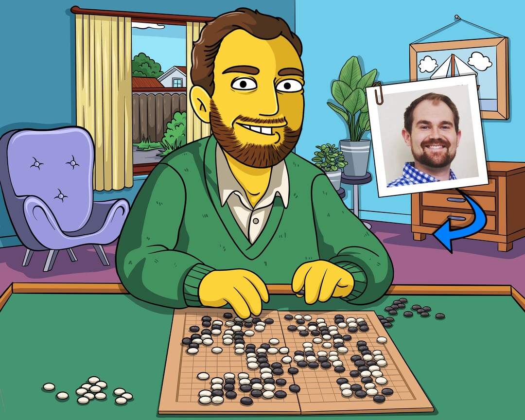 Baduk Player Gift - Custom Portrait From Photo as Yellow Character ...