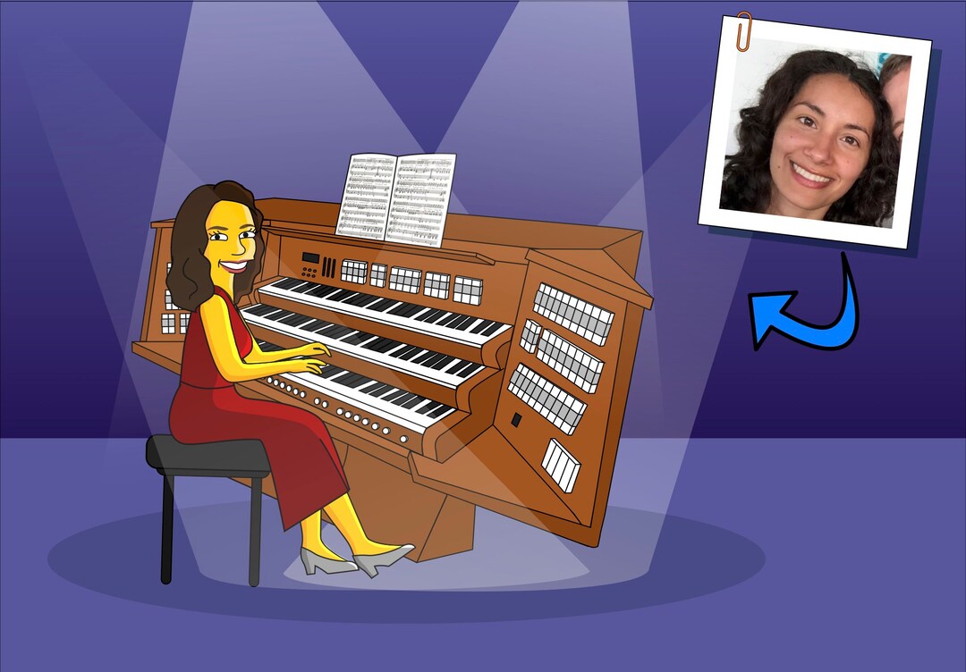 Pipe Organ Player Gift - Portrait as Cartoon Character / Organist Gift ...