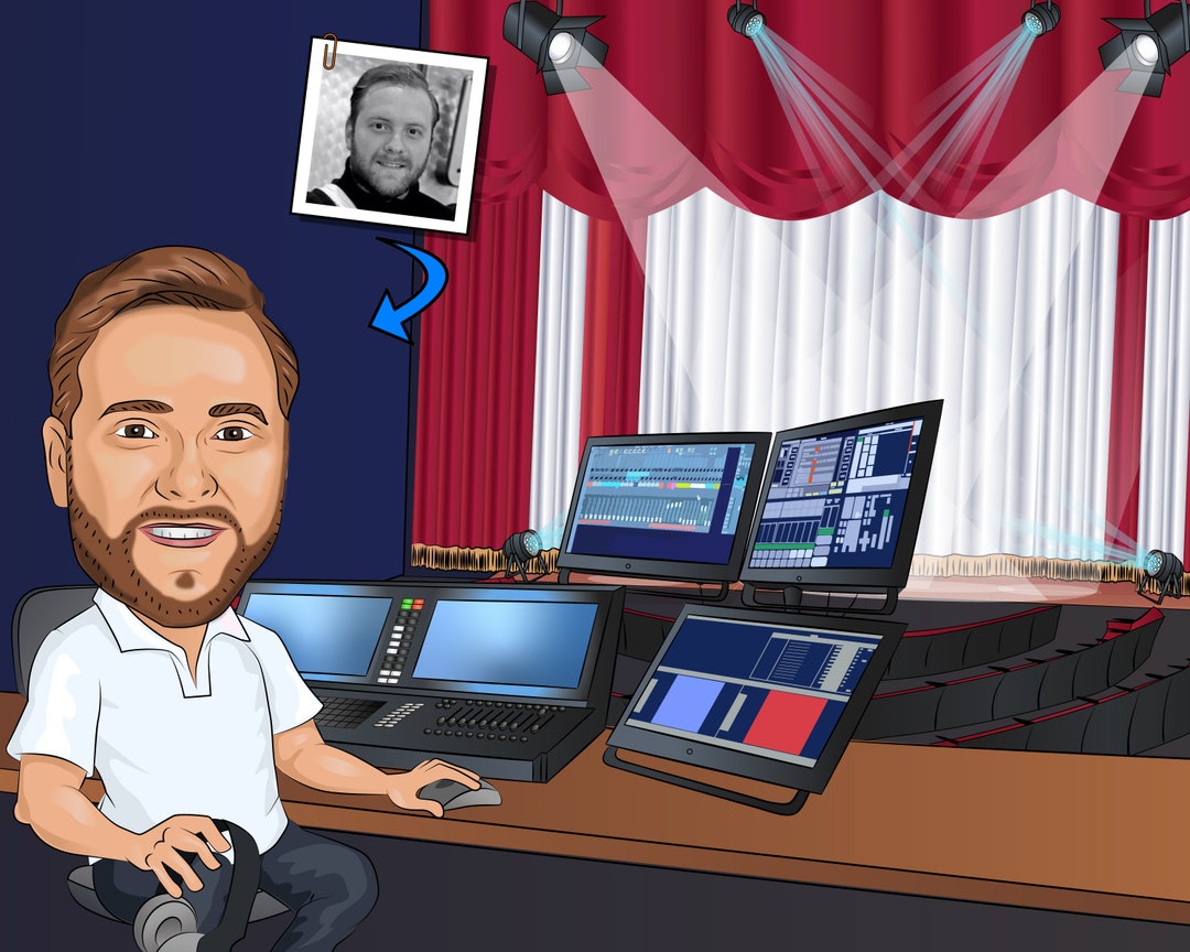 Lighting Tech Gift - Custom Caricature From Photo, Lighting Technician ...