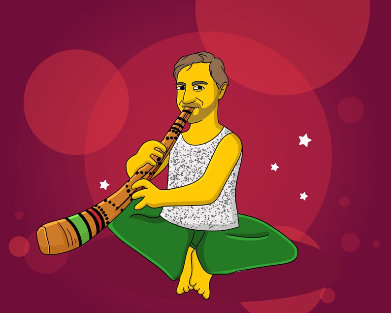 Didgeridoo Player Gift - Portrait as Cartoon Character / Didjeridoo - Etsy