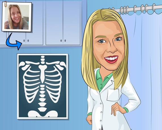 Radiologist Gift Custom Caricature From Photo / Radiation | Etsy