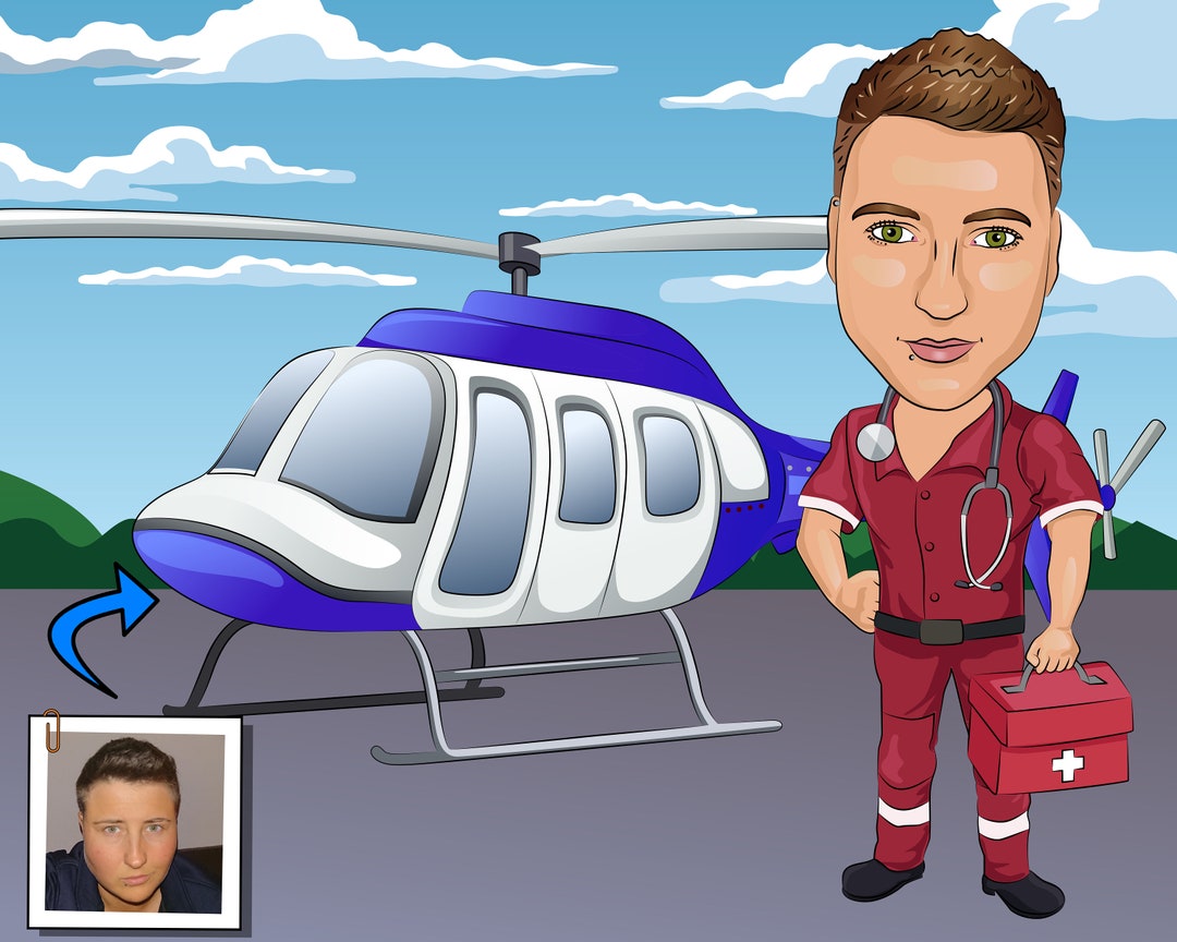 Flight Medic Gift - Custom Caricature Portrait From Your Photo / Flight ...