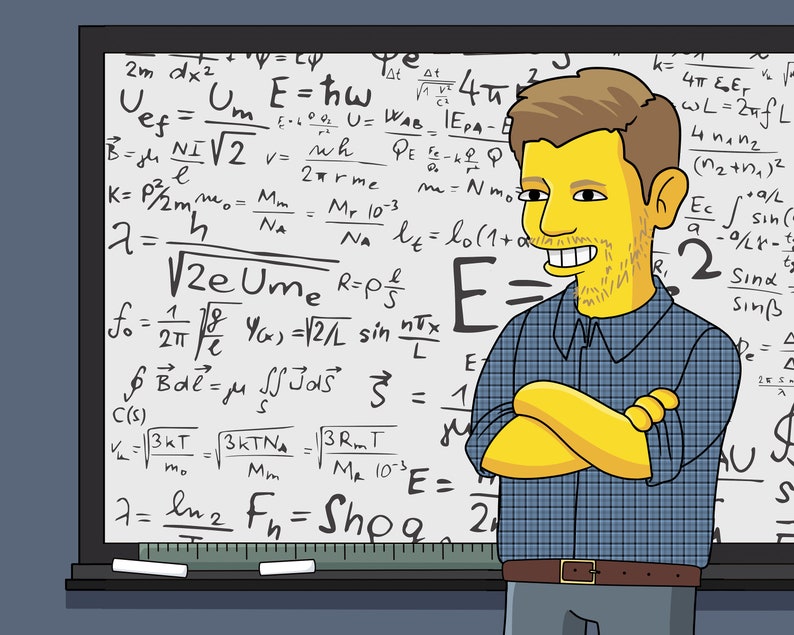 Math Teacher Gift Custom Portrait as Cartoon Character / | Etsy