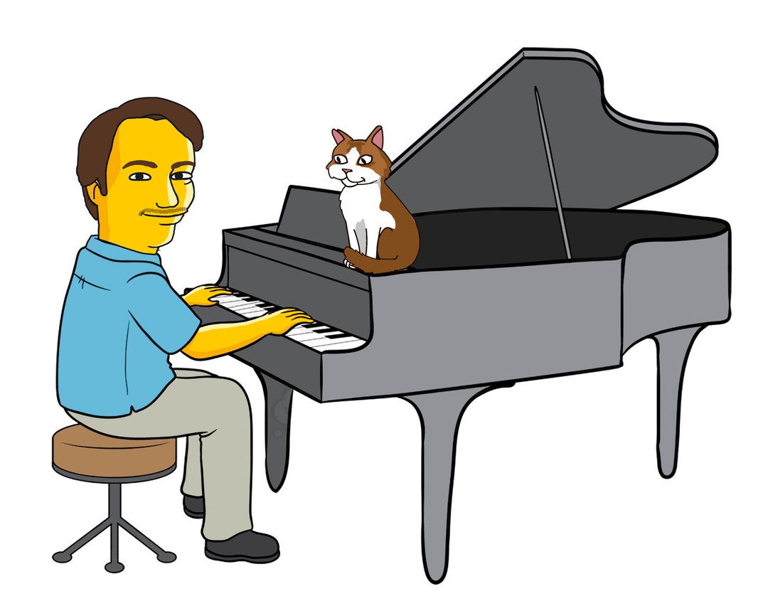 Pianist Gift Portrait as Cartoon Character / Keyboardist Gift ...