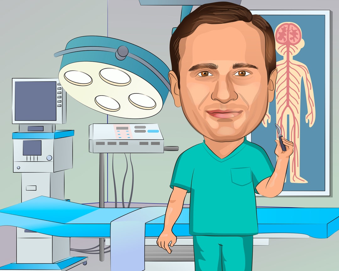 Brain Surgeon Gift - Custom Caricature From Your Photo, Brain Surgery ...