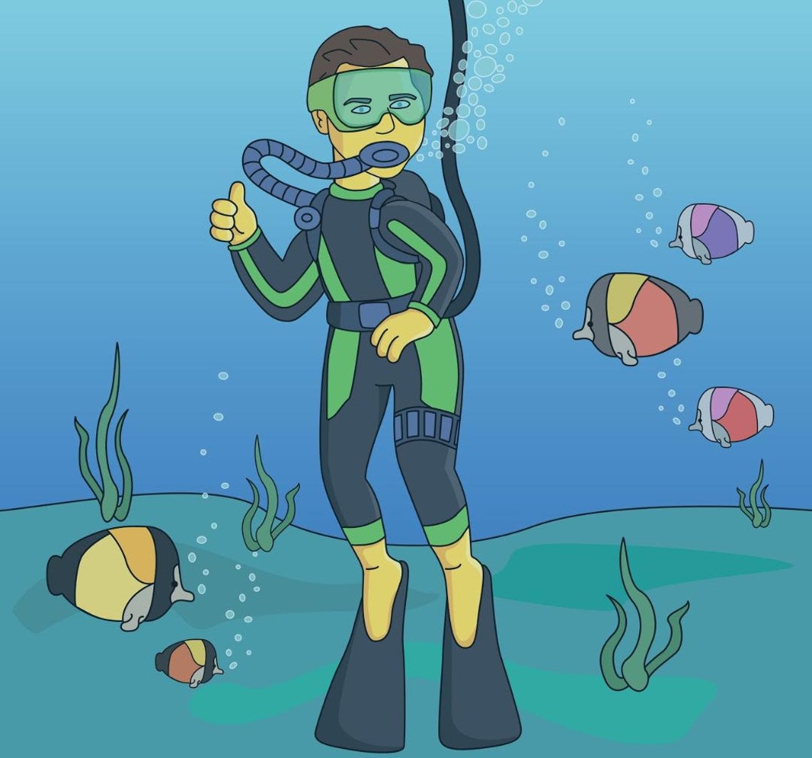 Marine Biologist Gift Custom Portrait as Yellow Cartoon | Etsy