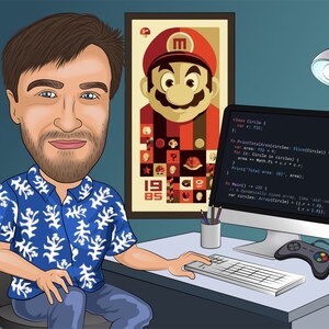 Game Developer Gift - Caricature From Photo, Game Designer, Game ...
