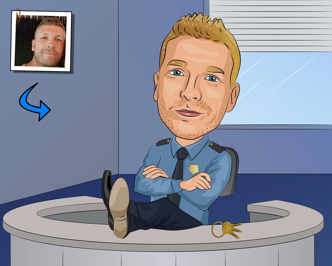 Corrections Officer Gift - Custom Caricature Portrait From Your Photo ...