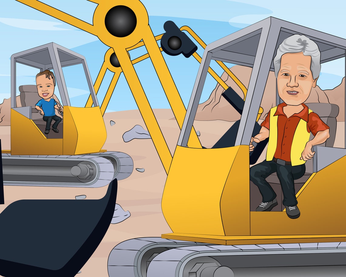 Crane Operator Gift Custom Caricature Portrait From Your - Etsy