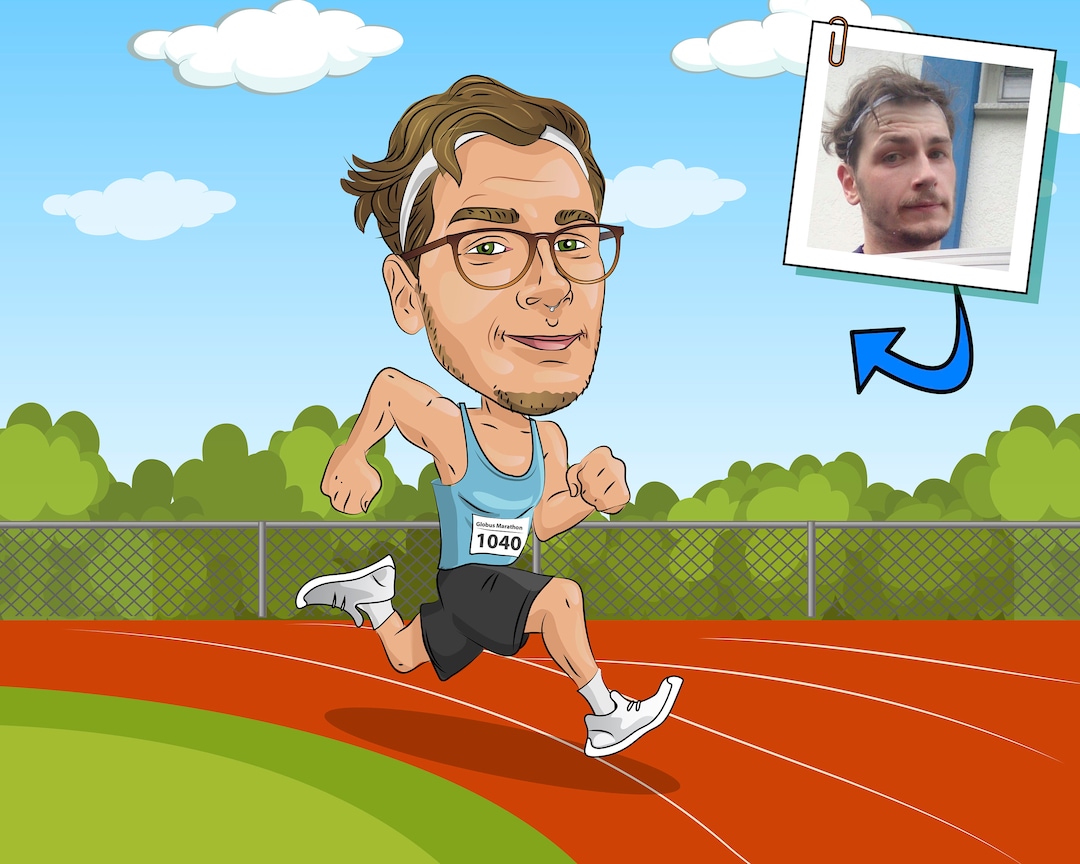 Custom Runner Caricature Portrait From Photo (digital File) - Etsy