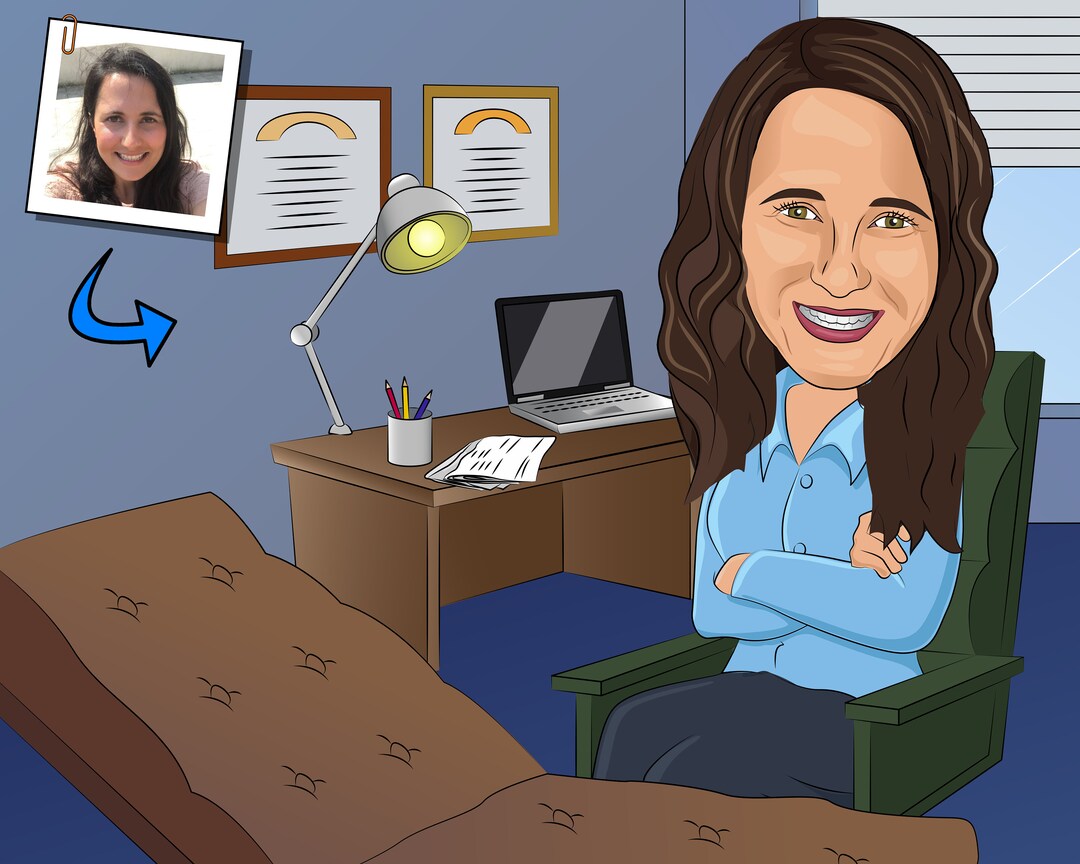 Custom Mental Health Counselor Caricature Portrait: Unique Therapist ...