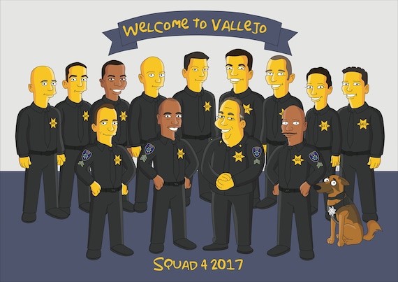 Police Squad Gifts Custom Cartoon Characters Portrait / - Etsy