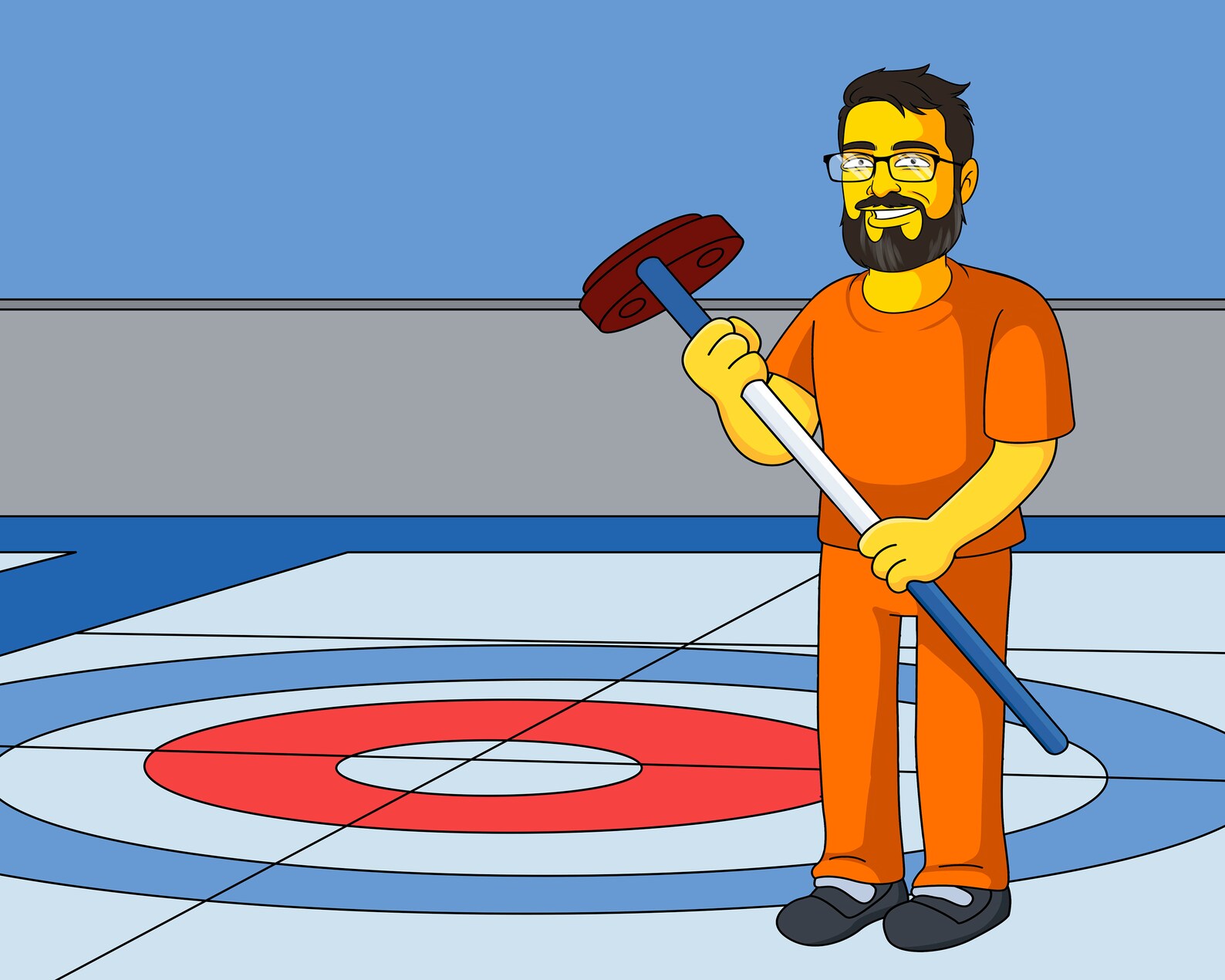 Curling Player Gift - Custom Cartoon Portrait From Photo, Curling Coach ...