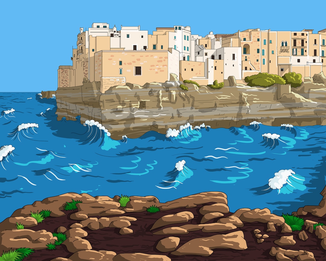 Bari Italy Art Print: Coastal Illustration (digital Download) - Etsy