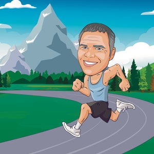 Running Gift - Custom Caricature Portrait From Your Photo / Runner Gift ...