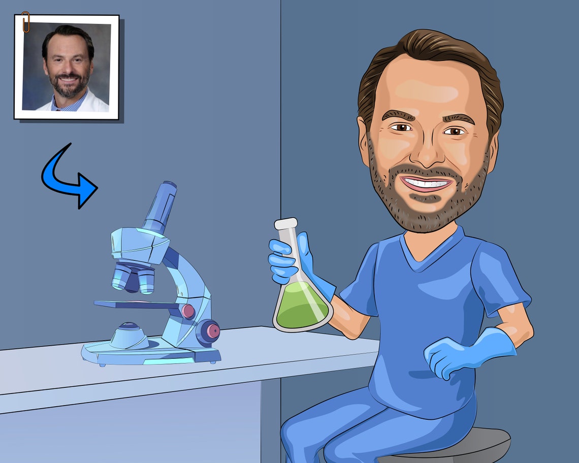 Biochemist Gift Custom Caricature From Photo Biochemistry - Etsy