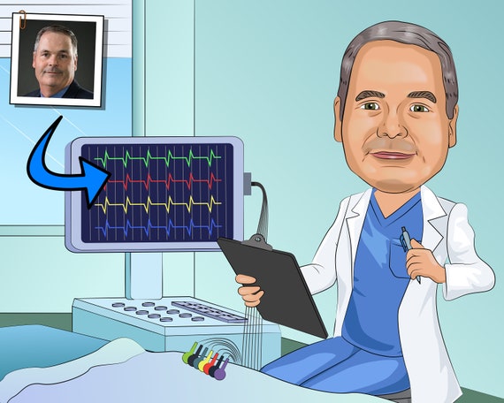 EEG Tech Gift Custom Caricature From Photo EEG Technologist - Etsy