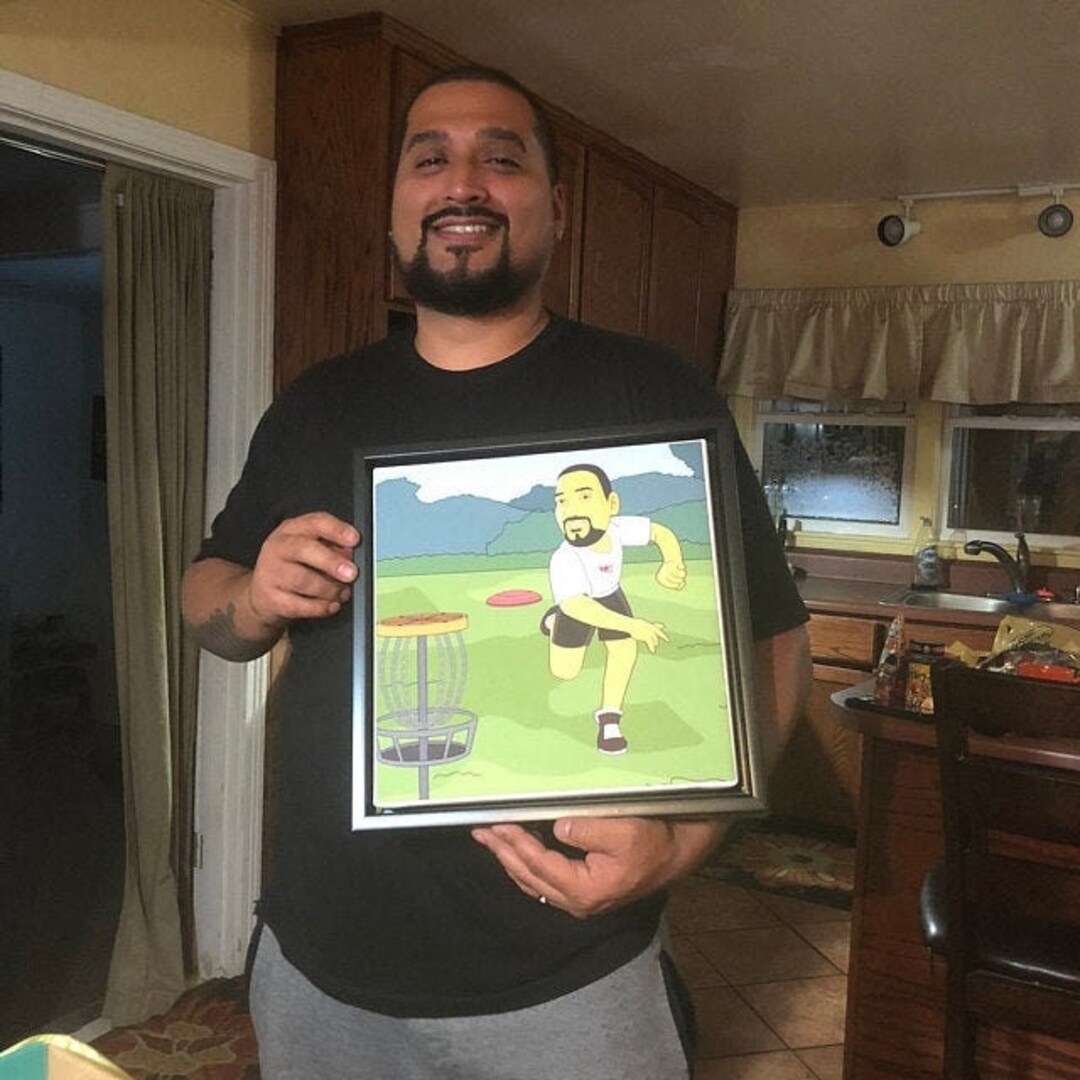 Disc Golf Gift - Custom Portrait From Photo as Yellow Character ...