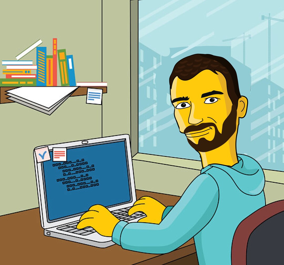 Computer Science Gift Custom Portrait as Yellow Cartoon - Etsy