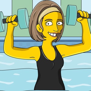 Water Aerobics Gift Custom Cartoon Portrait From Photo / Aquafit Gift ...