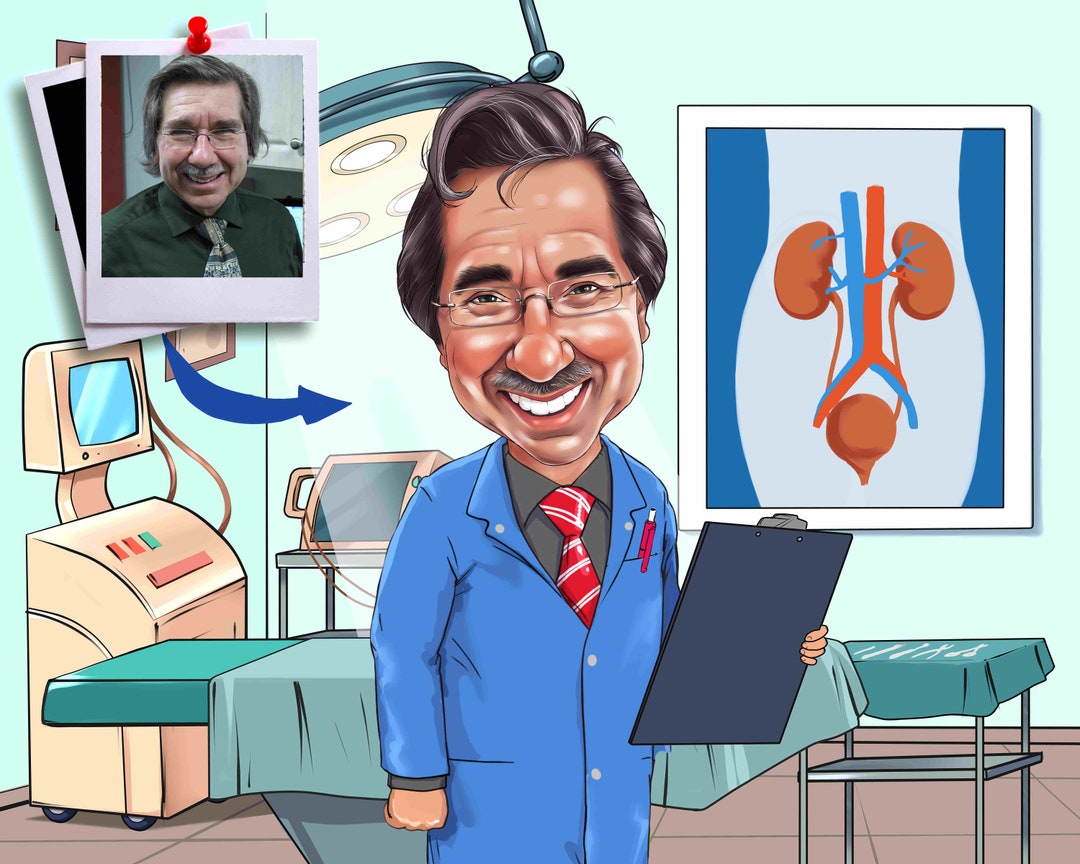 Urology Surgeon Gift - Custom Caricature From Photo, Nephrologist ...