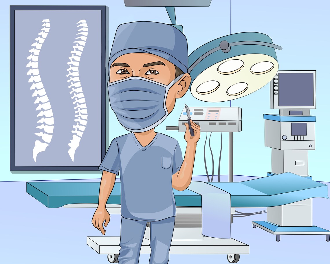 Spine Surgeon Gift - Custom Caricature From Photo, Spinal Cord Art ...