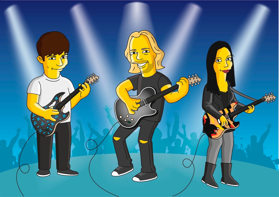Music Band Gift - Portrait as Cartoon Characters / Musicians Band Gift ...