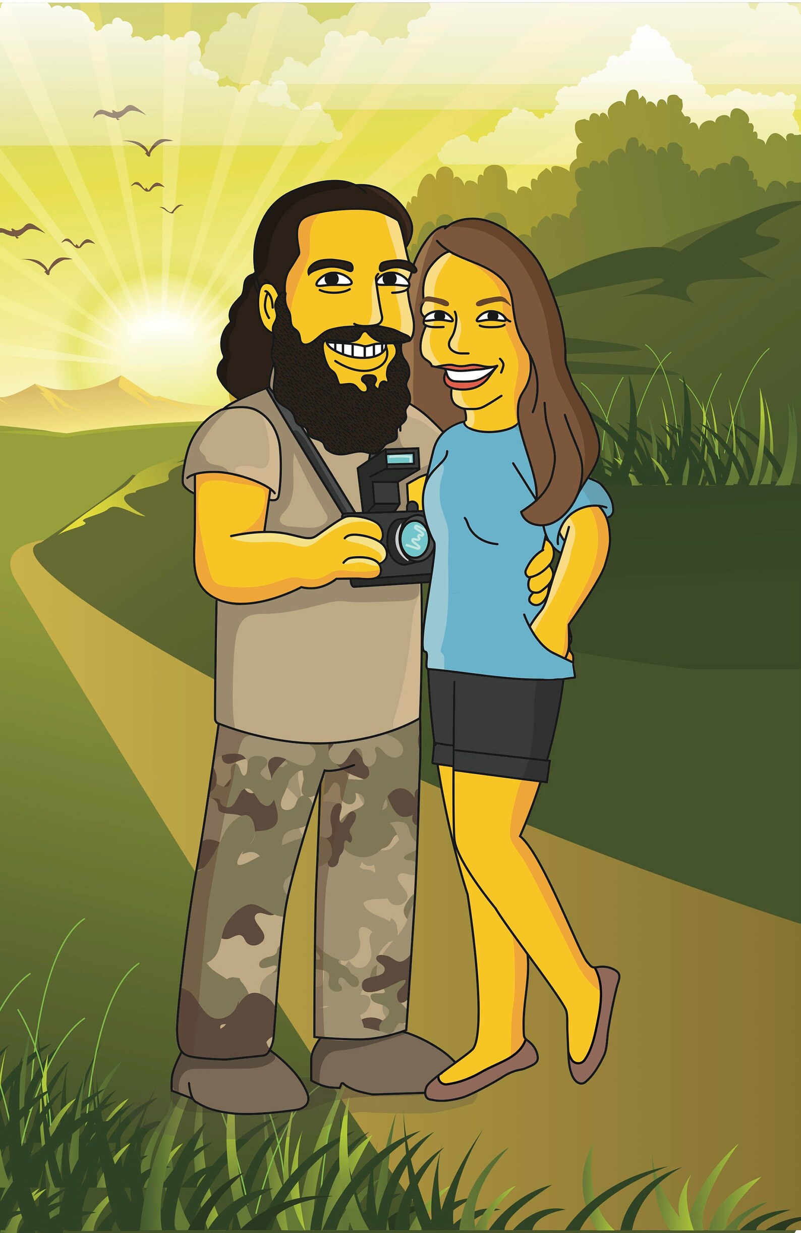 Wanderlust Gift Custom Cartoon Portrait / Adventure Awaits / | Etsy